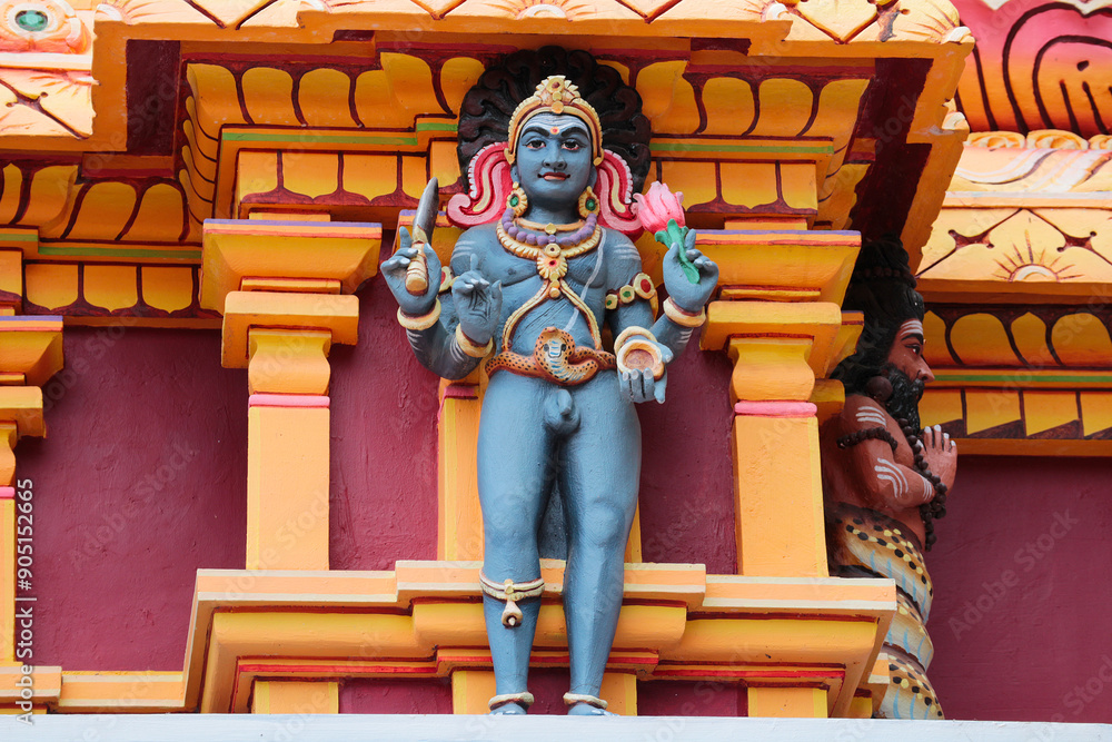 Hindu God on the dome of a Shaivite temple in Kerala. Stock Photo ...