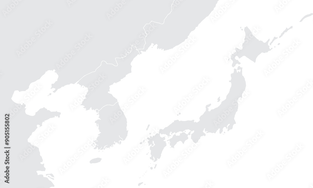 Political Map of East Asia Grayscale,isolated on white background for ...