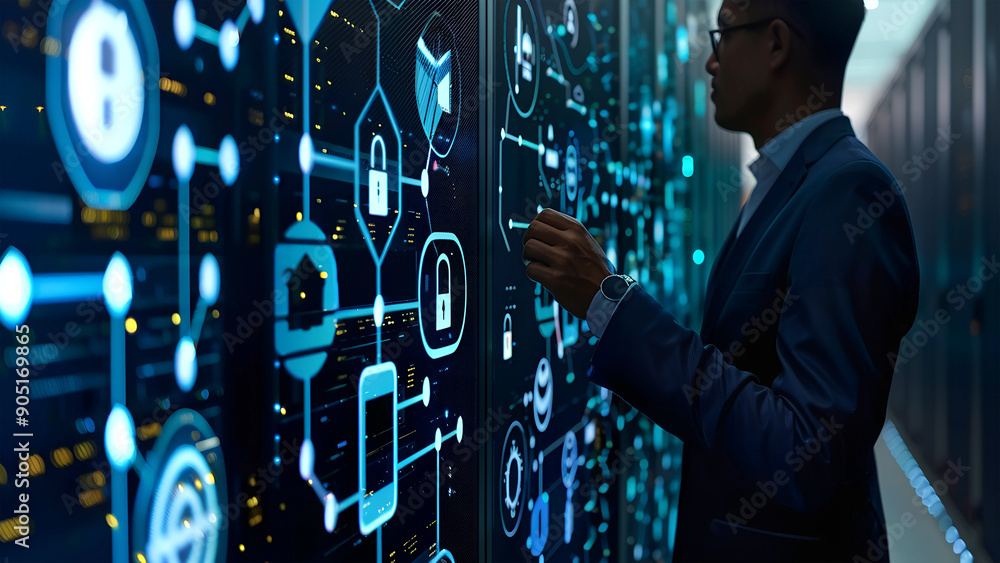 Businessman with virtual cyber security technology,Businessman ... Businessman with virtual cyber security technology,Businessman ...