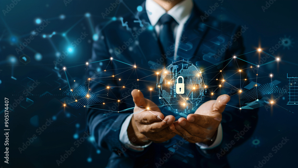 Businessman with virtual cyber security technology,Businessman ... Businessman with virtual cyber security technology,Businessman ...