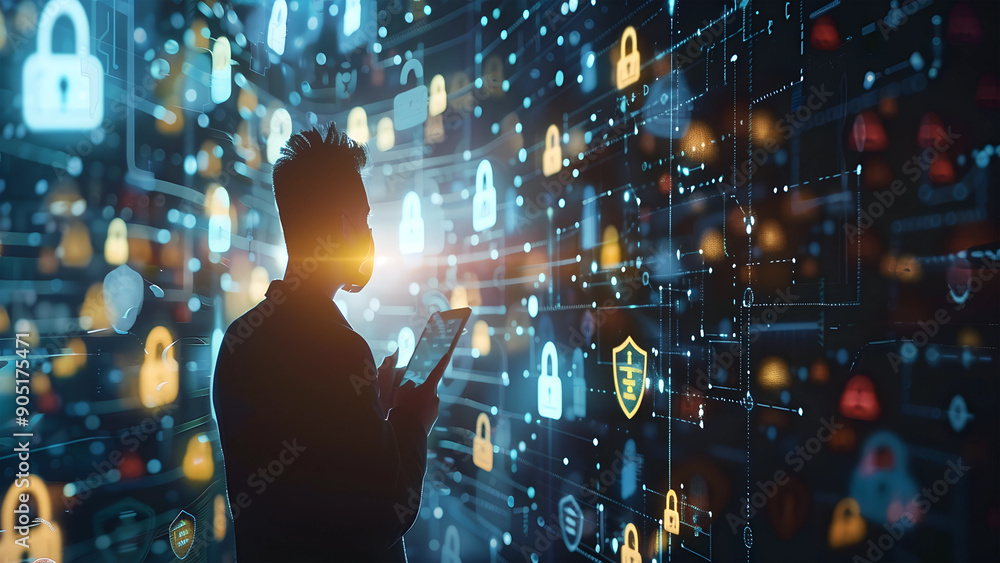 Businessman with virtual cyber security technology,Businessman ... Businessman with virtual cyber security technology,Businessman ...