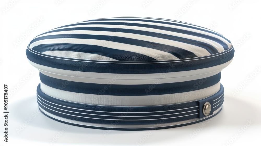 Striped white and blue sailor hat isolated with a transparent ...