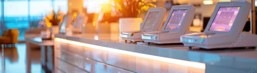 Airport customs checkpoint with modern technology and scanners ...