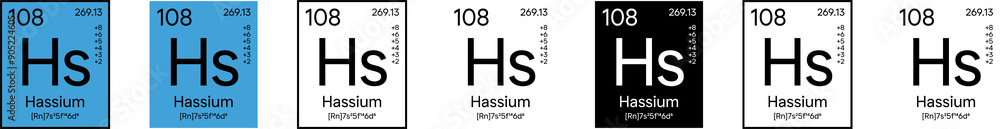 Hassium Element Symbol with Additional Info | Part of the Periodic ...
