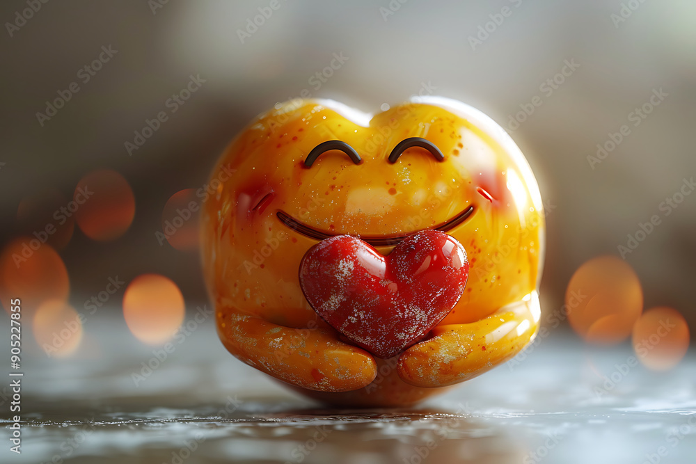 love emoticon on gray background 3d rendering ,Smiling Face Emoji ...