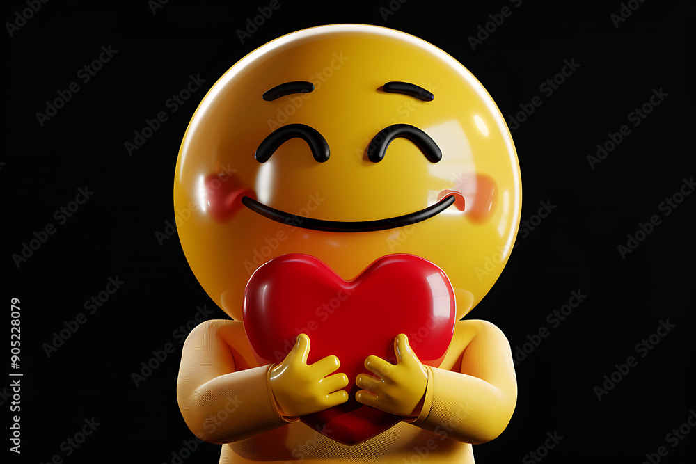 love emoticon on gray background 3d rendering ,Smiling Face Emoji ...