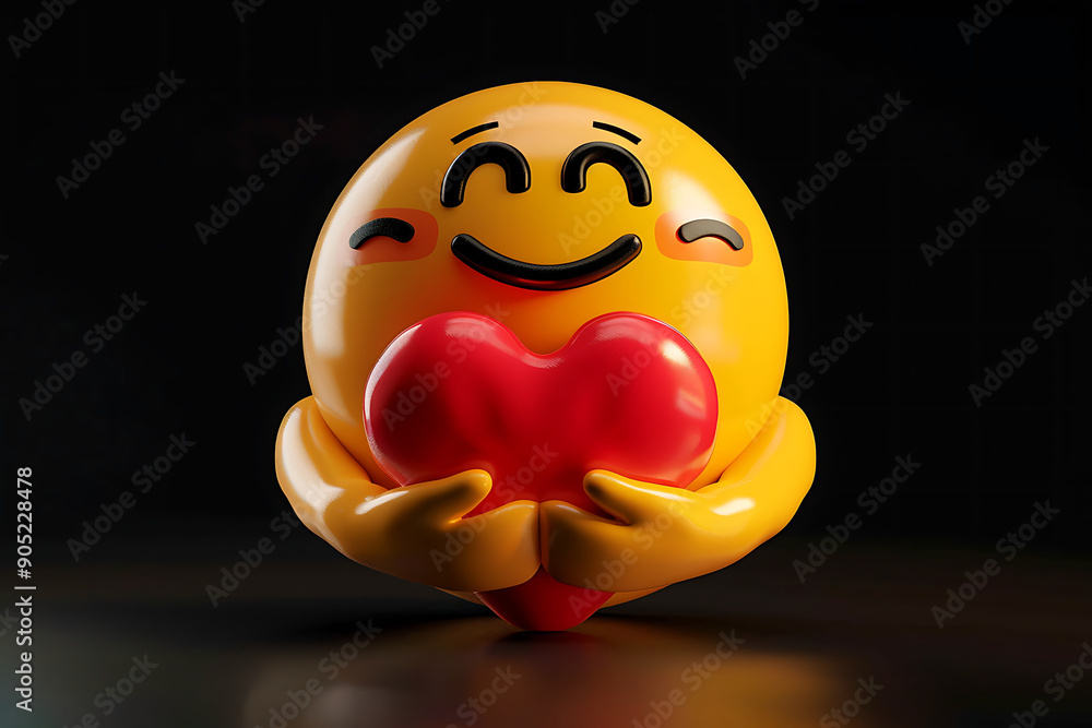 love emoticon on gray background 3d rendering ,Smiling Face Emoji ...