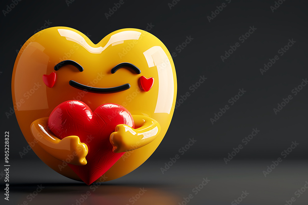 love emoticon on gray background 3d rendering ,Smiling Face Emoji ...