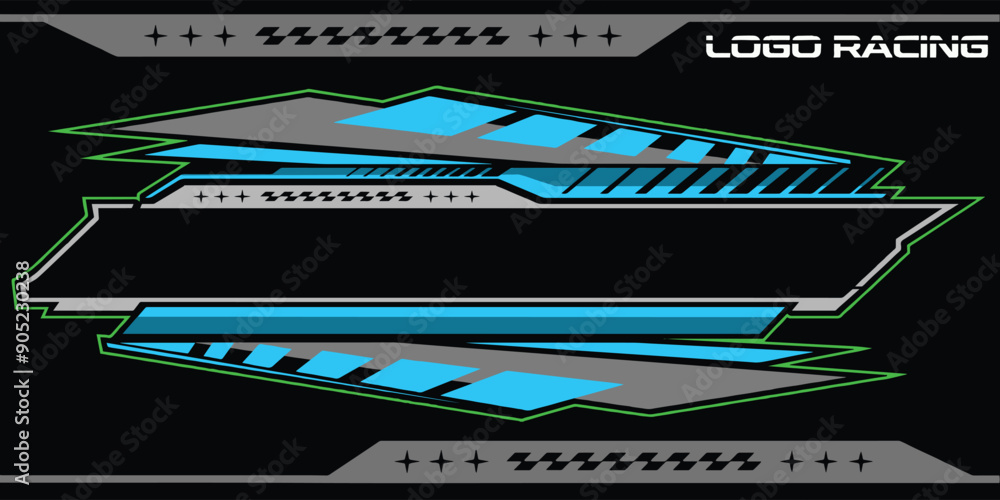 Outline and painted racing logo. Isolated in black background, for t ...