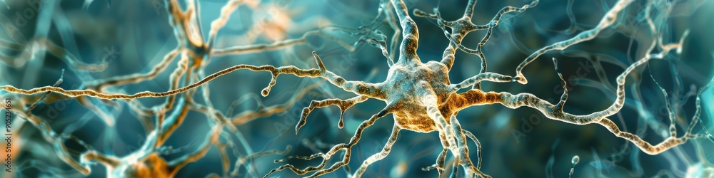 Microscopic view of a senile brain tissue sample stained using a silver ...