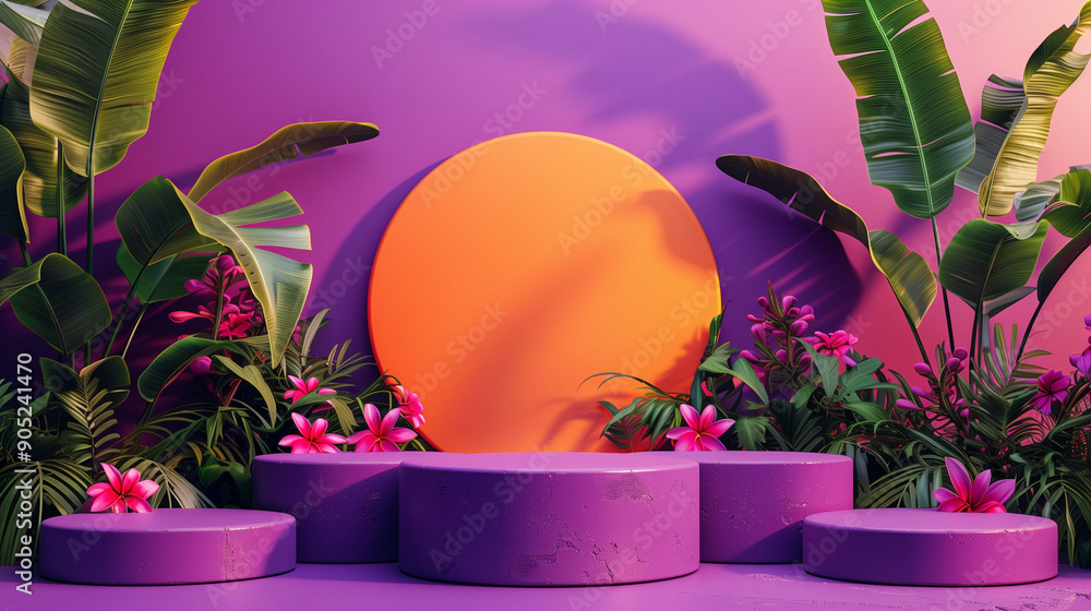 detailed podium mockup, three podiums standing side by side, colorful ...
