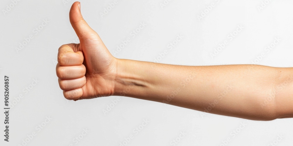 Uplifting Gesture of Approval, A Thumbs Up Hand on White Background ...