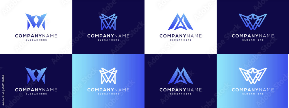 Collection of letter M with unique outline logo vector ideas. Abstract ...