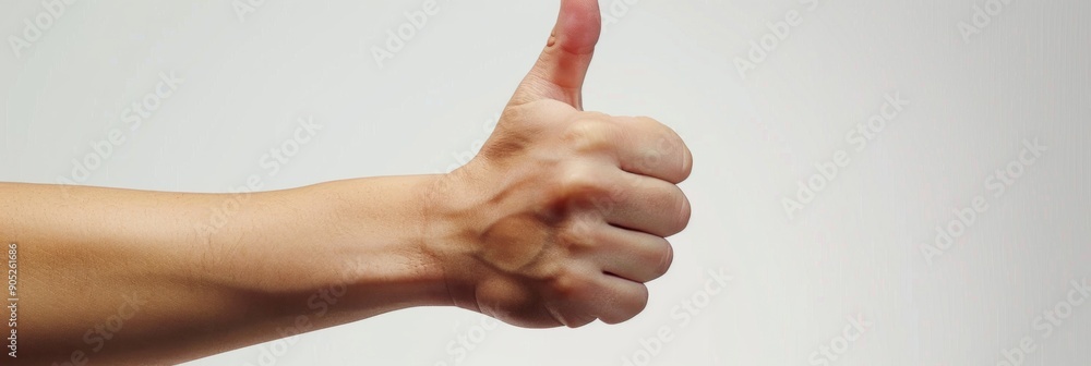 Uplifting Gesture of Approval, A Thumbs Up Hand on White Background ...