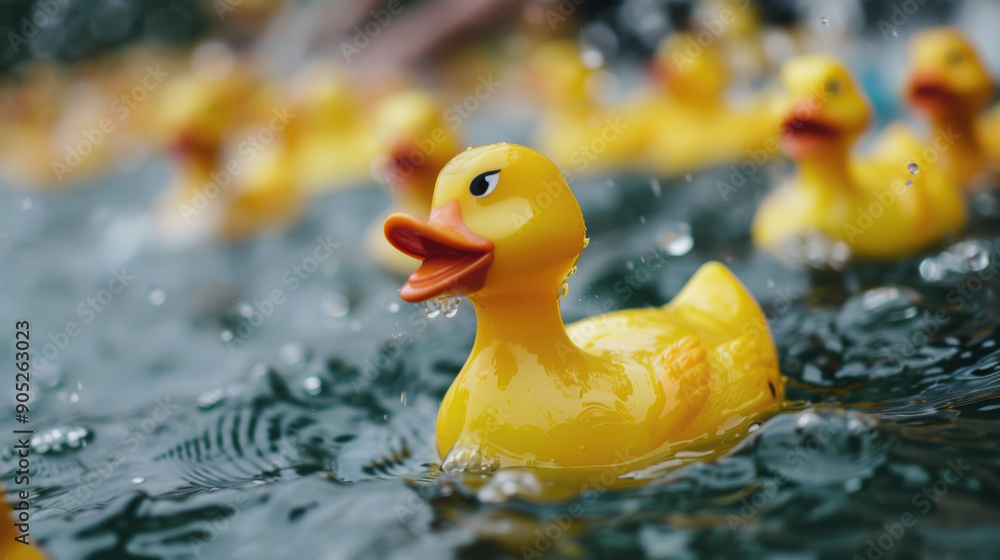 toy yellow ducks. a rubber duck. Duck Festival in Italy. a holiday in ...