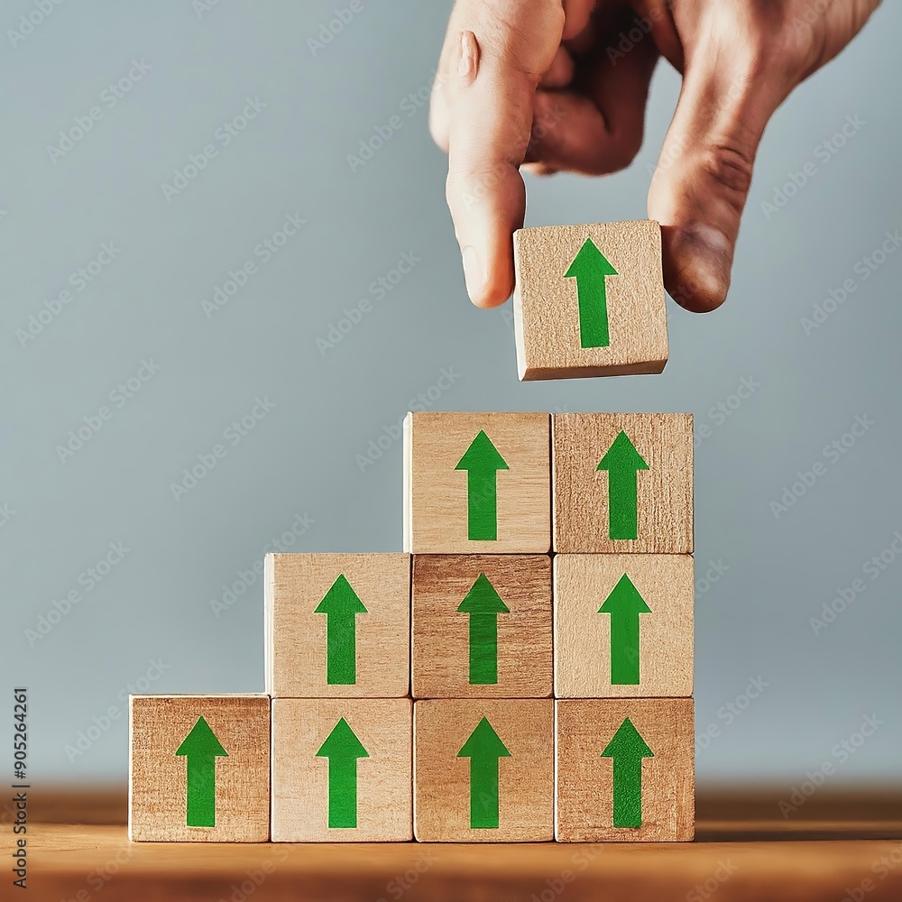 Wooden Block with Green Checkmark | Success and Growth Symbol ...