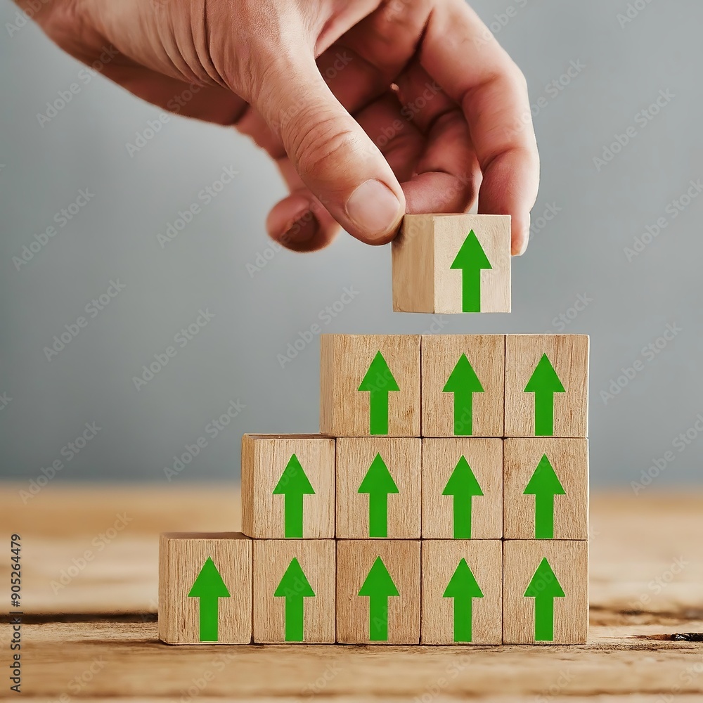 Wooden Block with Green Checkmark | Success and Growth Symbol ...