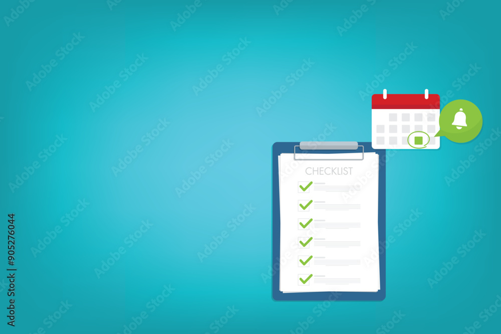 Check list document and calendar , paper check list and to do list with ...