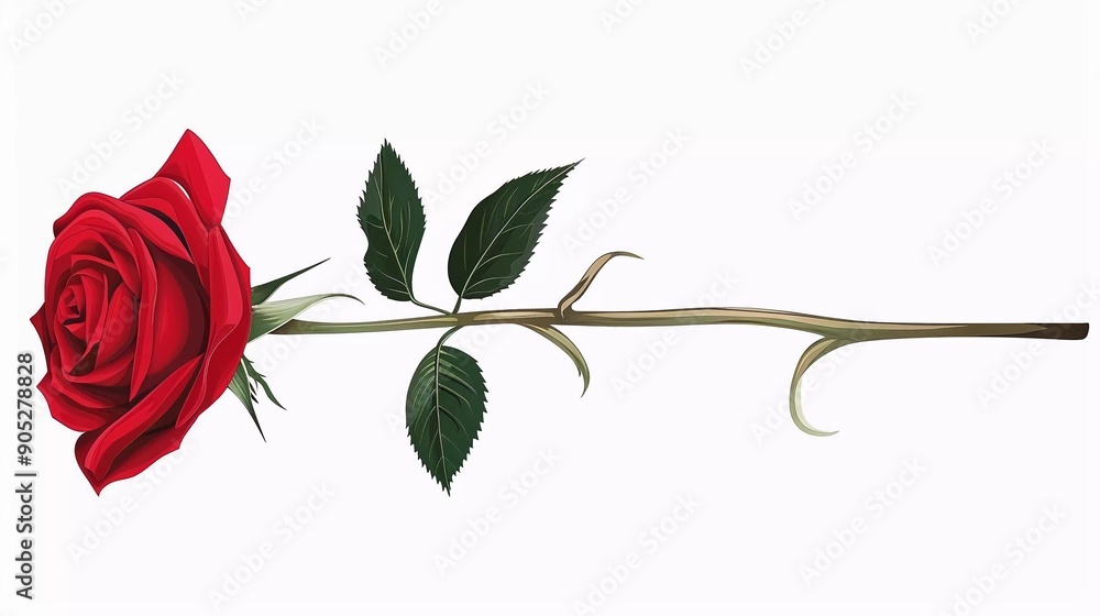 Single red rose vector illustration isolated on white background very ...