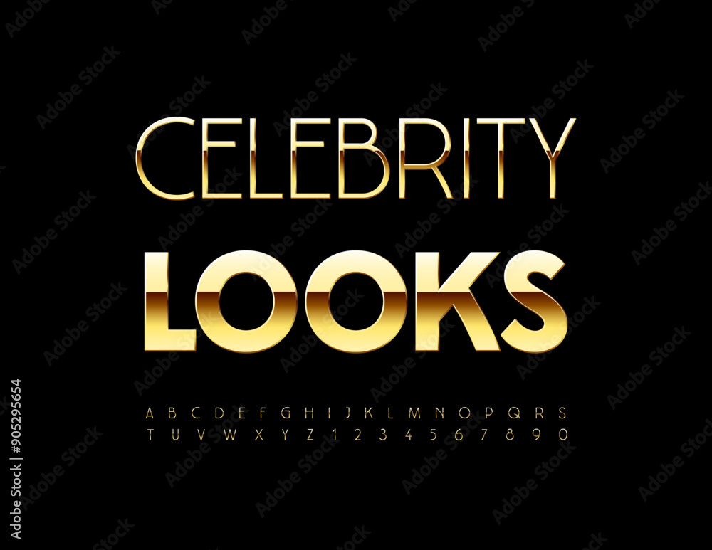 Vector modern emblem Celebrity Looks. Unique Gold Font. Trendy Luxury ...