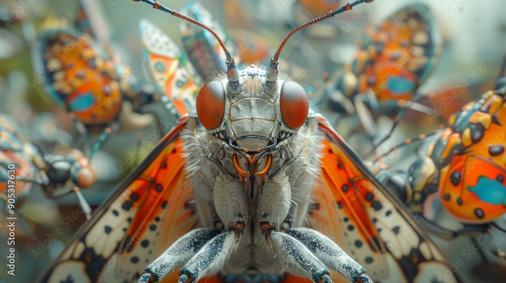 An 8K high-resolution 3D image of a diverse group of insects, including ...