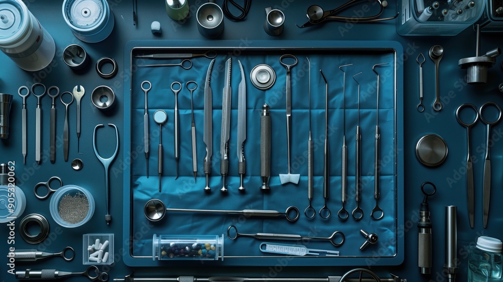 Surgical Instruments in Operating Room. Collection of surgical ...