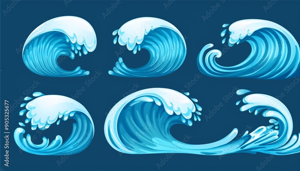 Ocean water wave splash. Sea surf cartoon vector icon. Liquid drop ...
