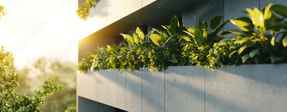 A Modern Apartment Building Facade with Green Living Walls and ...