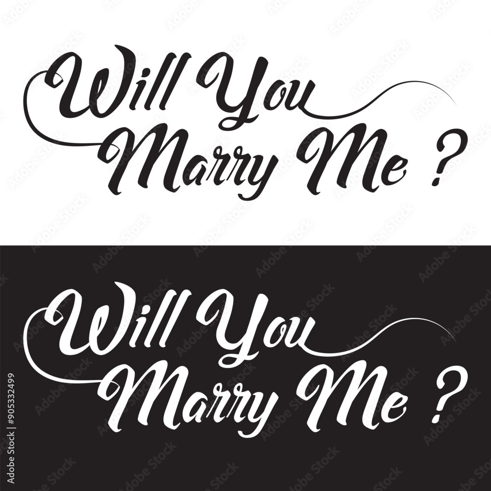 Will You Marry Me Hand Lettering Greeting Card. Modern Calligraphy ...
