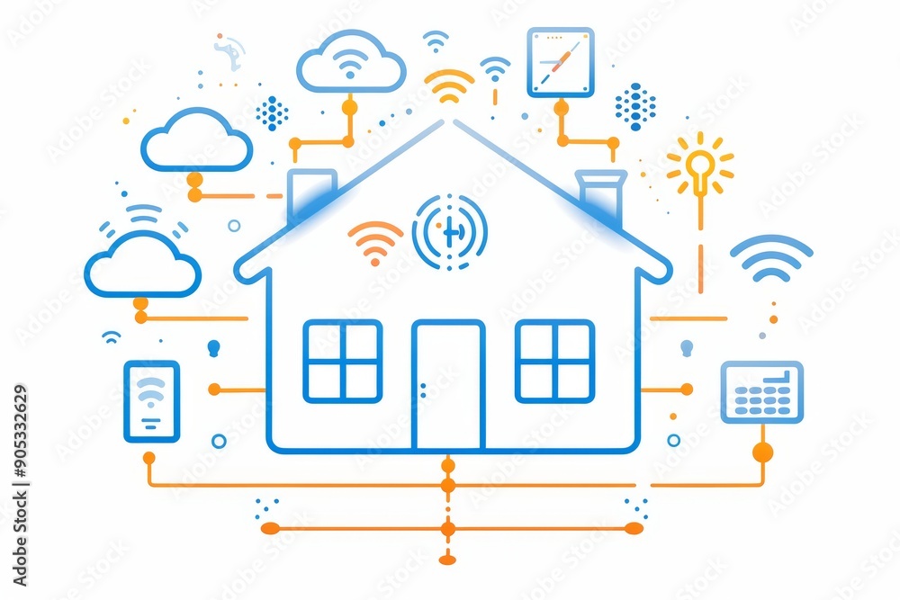 Detailed diagram of a smart home system, highlighting the integration ...
