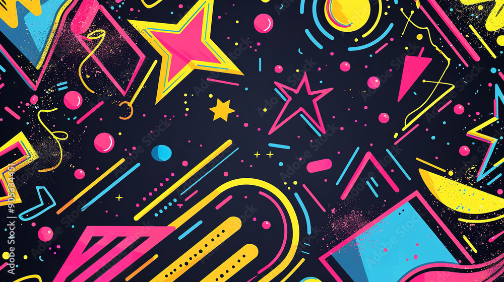 Back To The 90's Backdrop on black background, 90s Theme Party ...