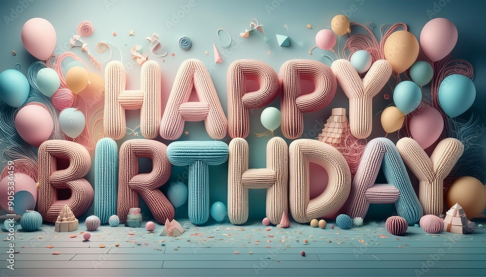 Elegant and artistic Happy Birthday display featuring textured ...