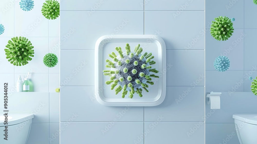 Pathogen growth on bathroom air vents, germs, bathroom, showing ...