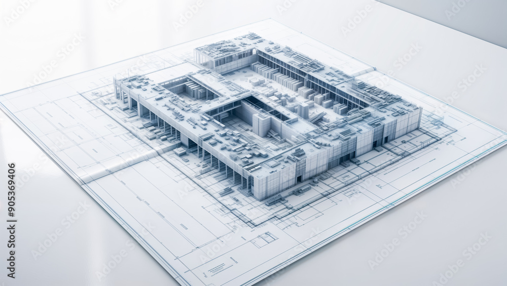 Detailed 3D blueprint visualization of construction site For ...