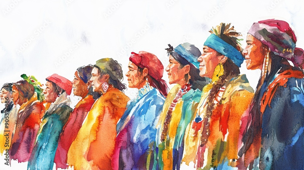 Colorful Watercolor Painting of Diverse People . International Day of ...