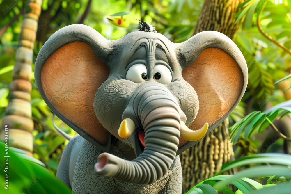Cartoon Elephant. Generated image. A digital illustration of a 3D ...