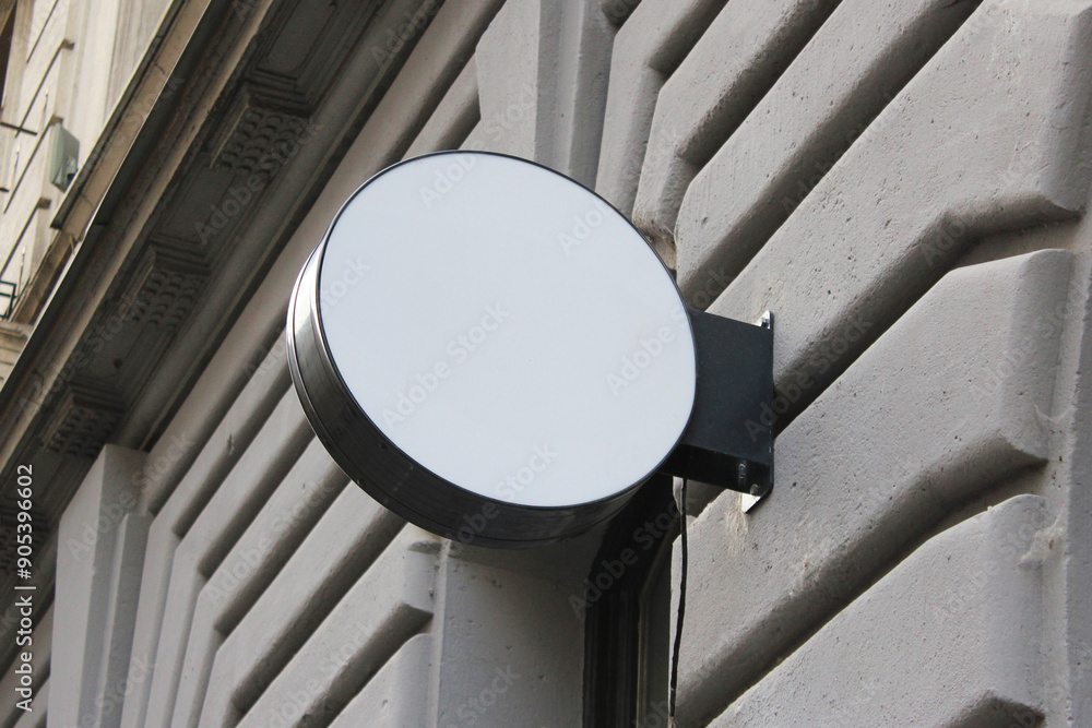 Rounded Street storefront shop, cafe, restaurant mounted signboard mock ...