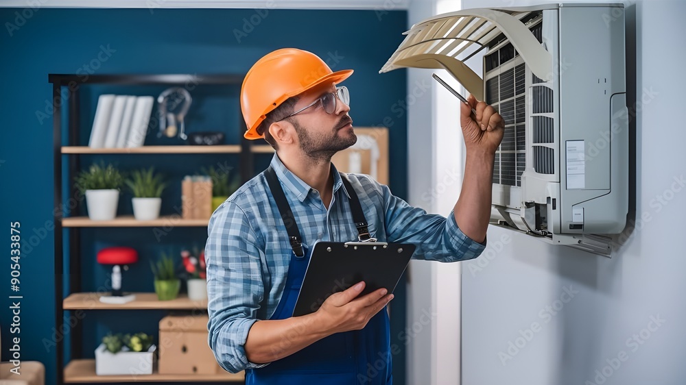 Efficient HVAC Technician Conducting a Thorough Inspection of an Air ...