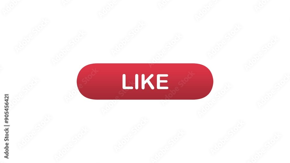 Red like button appearing on screen. White background and green screen ...