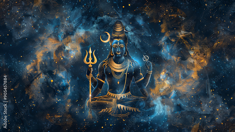Lord Shiva meditation in cosmic space digital art wallpaper ...