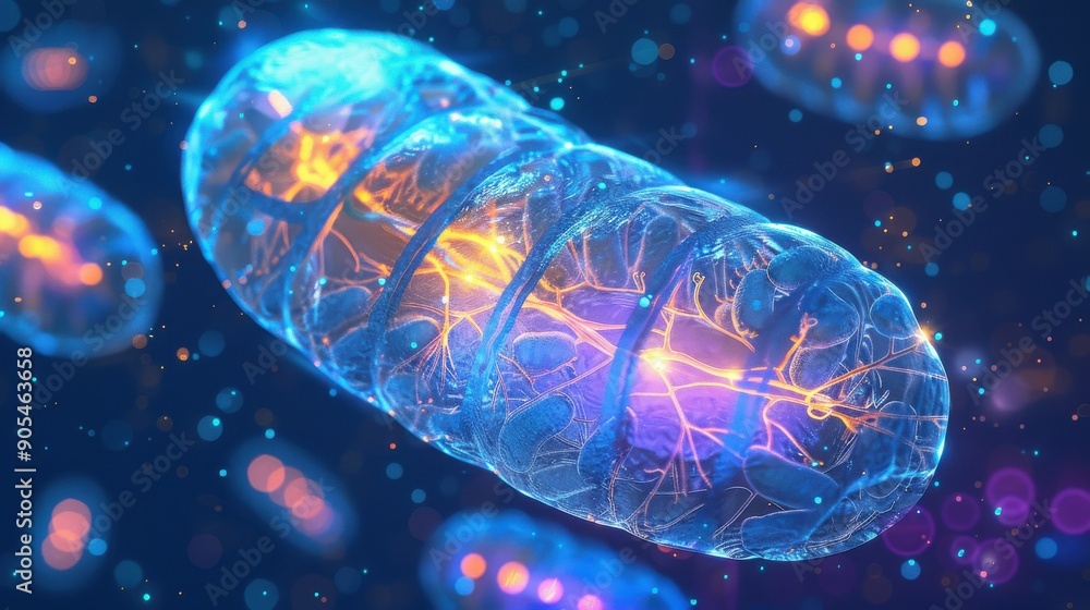Illustrate the detailed structure of mitochondria, showing their inner ...