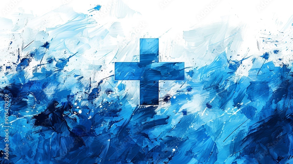 This stylized illustration of the Finland flag features bold and ...