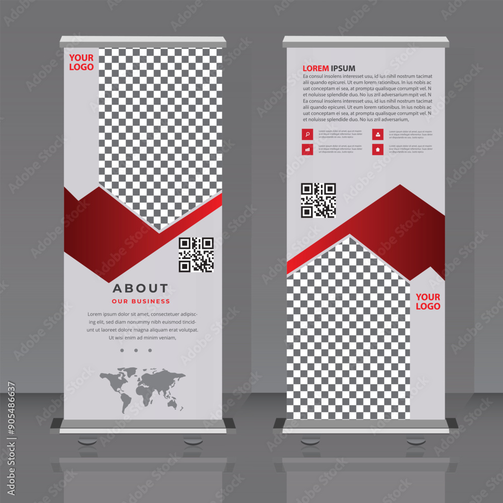Roll up banner stand template design, business brochure flyer ...