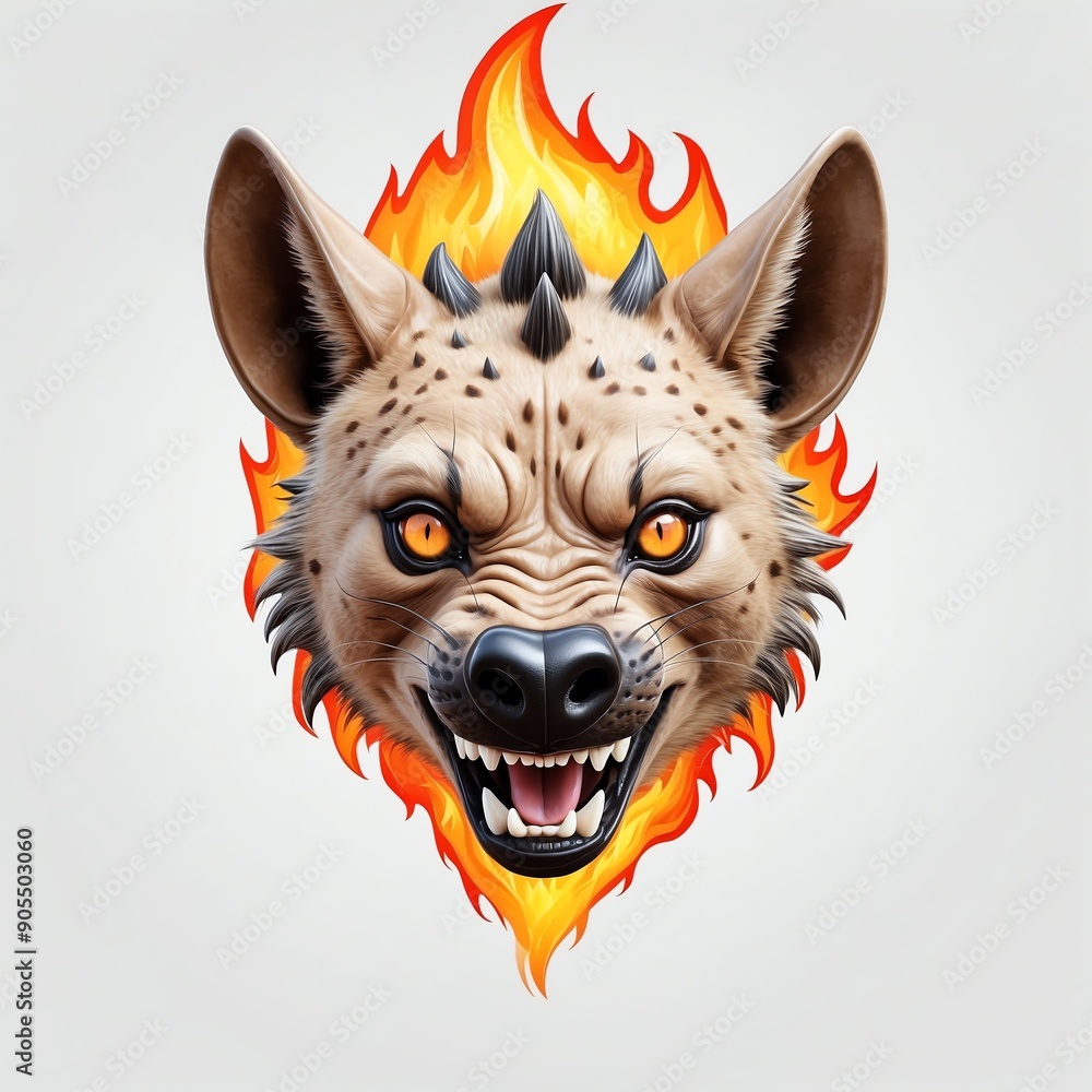 burning flame fire hyena head 3d art logo in plain white background 97 ...