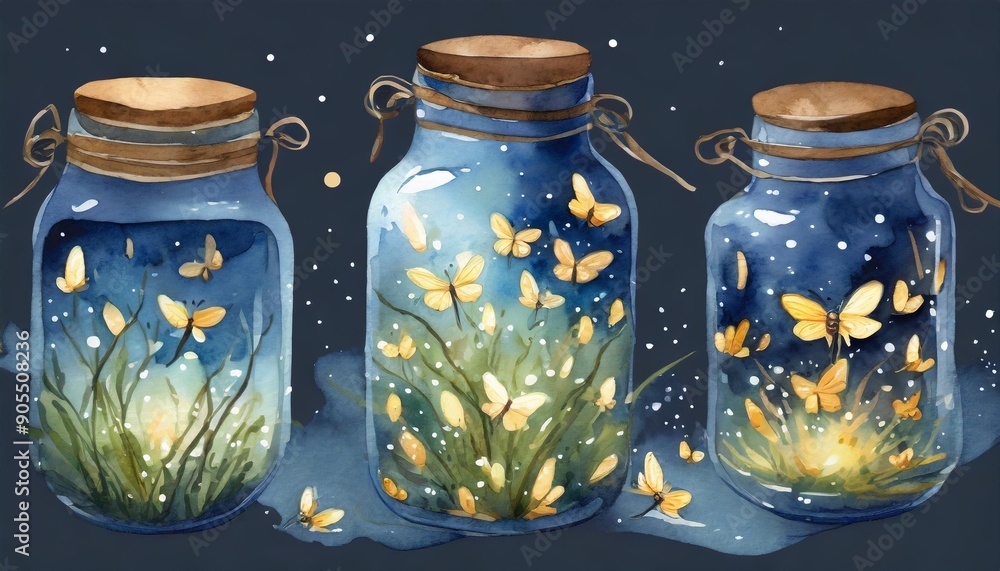 Jar of fireflies clipart, isolated vector illustration. Stock ...