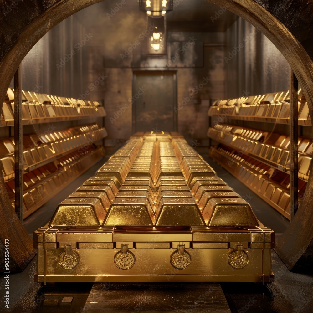 A vault overflowing with gold bars, a symbol of wealth and security ...