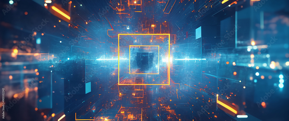 Cyberspace abstract image in anime or game style, acrylic, spiritual ...