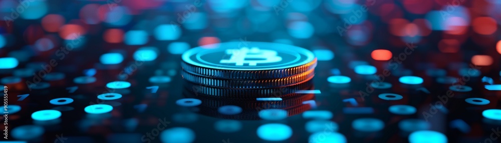 Holographic emblem of wealth with layered assets, Technology, Digital ...