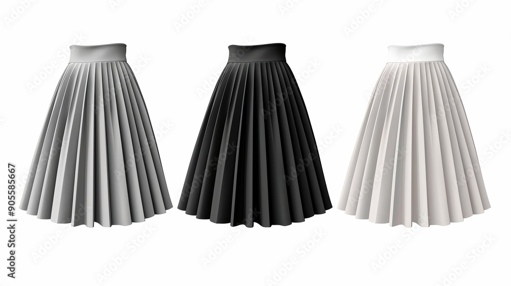 Vector illustration of different model skirts on a white background ...