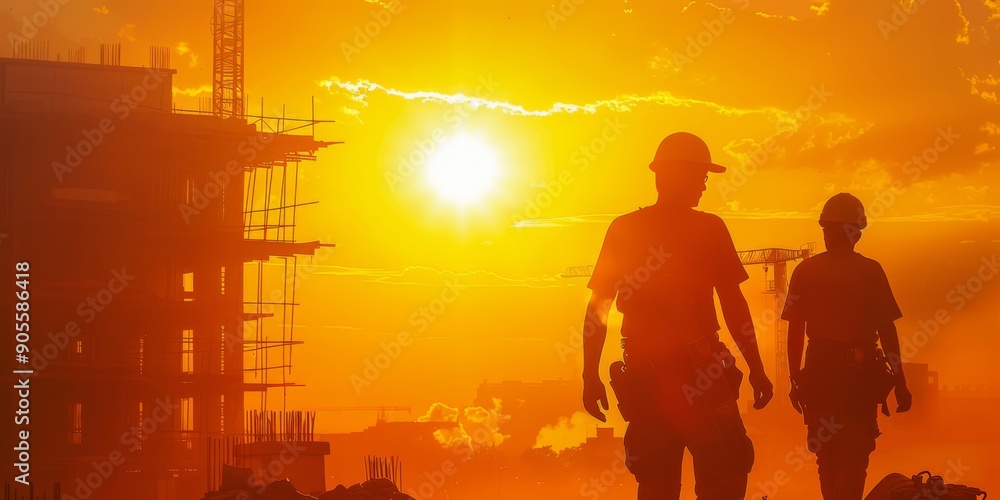Construction Workers Brave the Intense Heatwave, Demonstrating ...